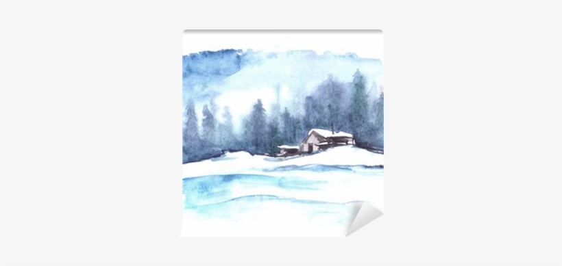 Watercolor Winter Pattern - Kar Resmi Manzara Suluboya PNG Image ...
