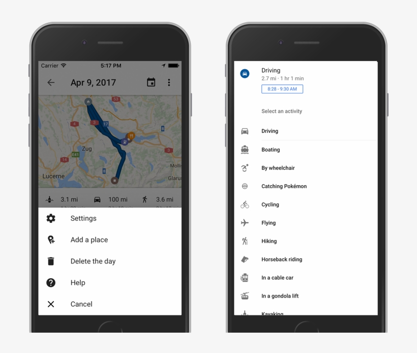 Your Timeline Feature On Google Maps - Google Map Iphone Timeline PNG ...