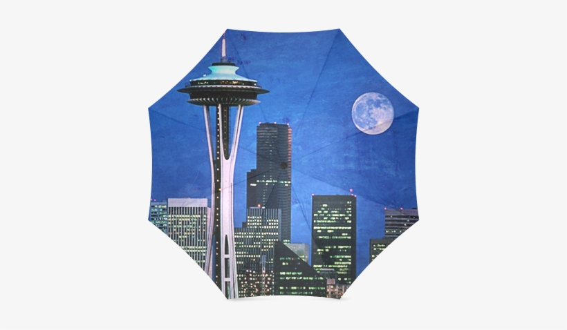 Seattle Space Needle Watercolor Foldable Umbrella Seattle - Blue ...