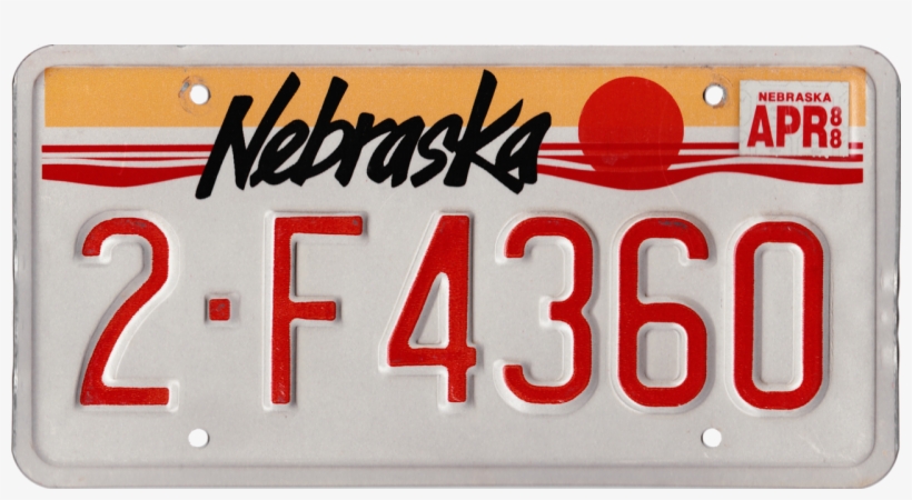 Nebraska License Plate, April 1988 - Calligraphy PNG Image ...