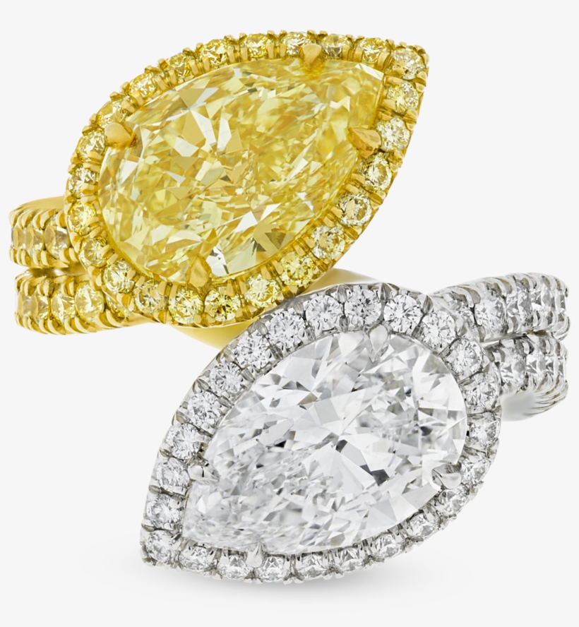 Fancy Vivid Yellow And White Diamond Bypass Ring, PNG Image ...