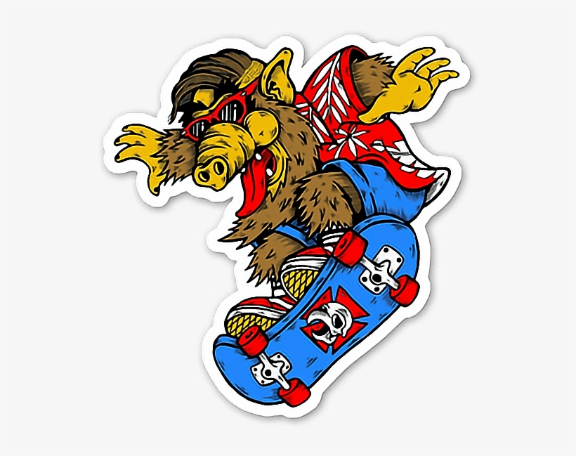 Alf Sticker - Alf Skateboarding PNG Image | Transparent PNG Free ...