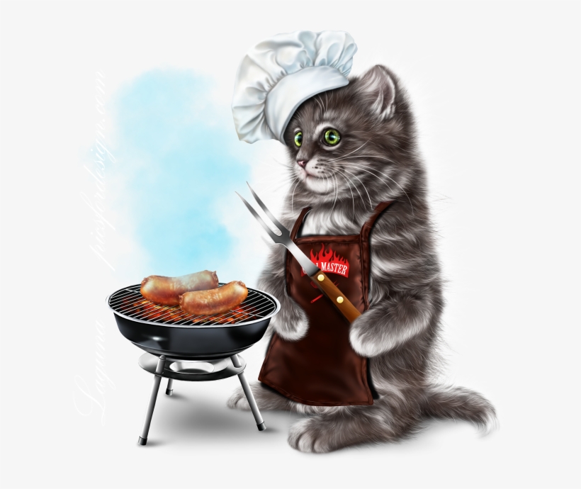 Barbecue Kitty 15 Barbecue, Tube, Clip Art, Cats, Floral, - Hallo ...