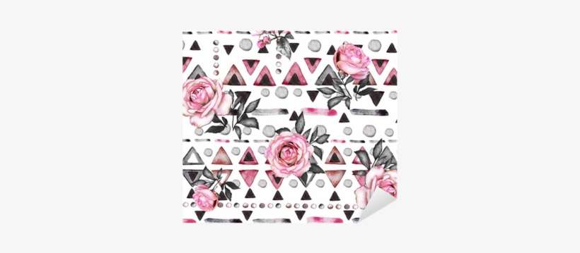 Seamless Pattern With Watercolor Flowers And Textured - Watercolor ...