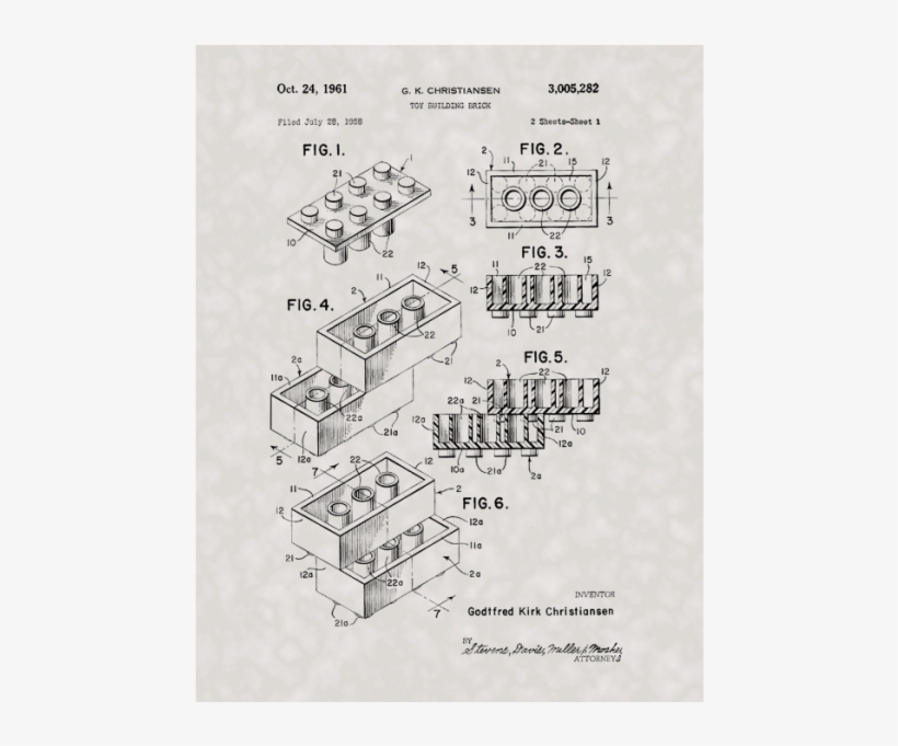Lego Blocks, - Lego Blocks Toy Patent Art Print PNG Image | Transparent ...