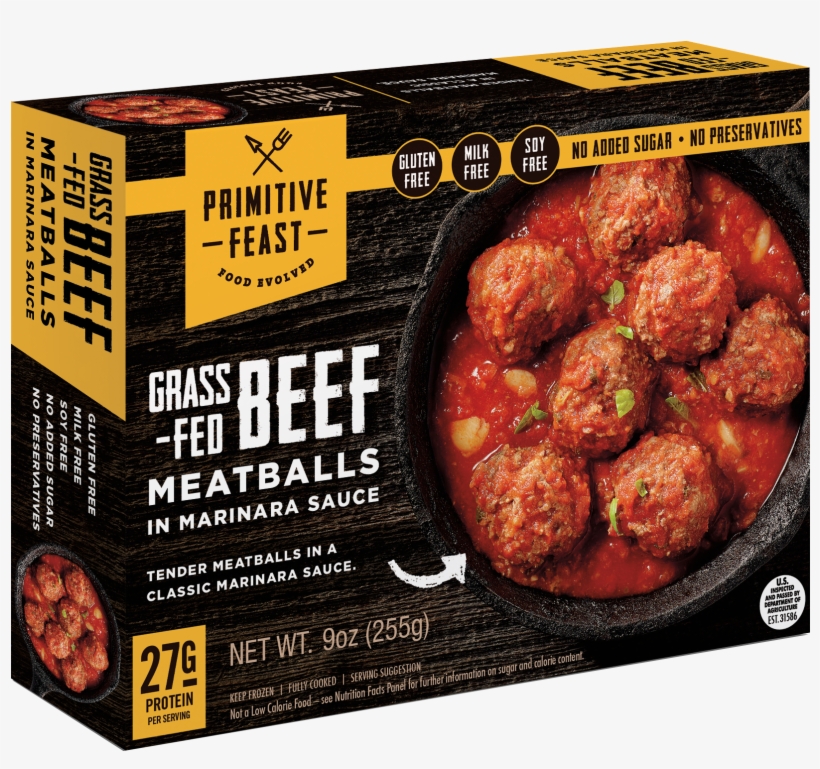 Grass-fed Beef Meatballs In Marinara Sauce - Primitive Frozen Food ...