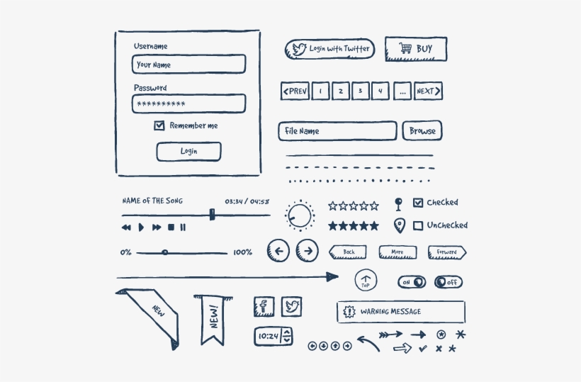 Jolly Ui Free Is A Free Hand Drawn Ui Kit Created By - Hand Drawn Ui ...
