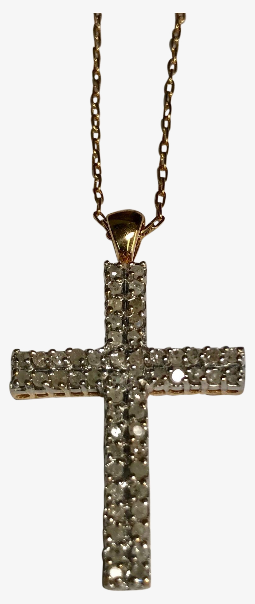10 K Yellow Gold Diamond Cross/necklace - Locket PNG Image ...