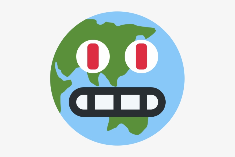 Planet Earth Emoji Grinding Teeth With Glowing Red - Emblem PNG Image ...