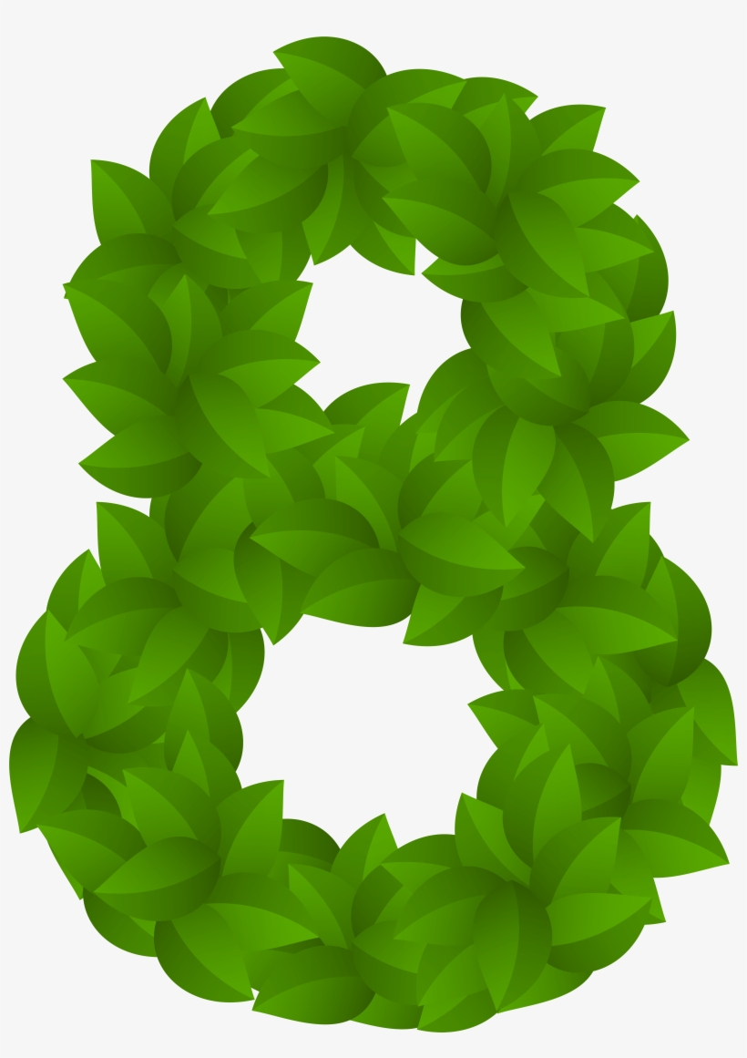 Leaf Number Eight Png Clip Art Image - Green Leaves Numbers With Leaves ...