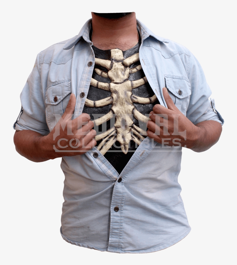 Bone Ribcage Chest Piece - Adults Skeleton Latex Chest PNG Image ...