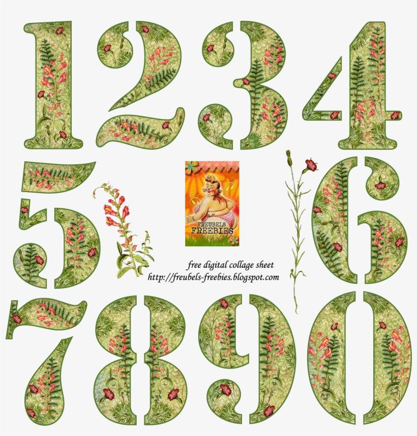 Free Digital Collage Sheet Flower Numbers - Collage PNG Image ...