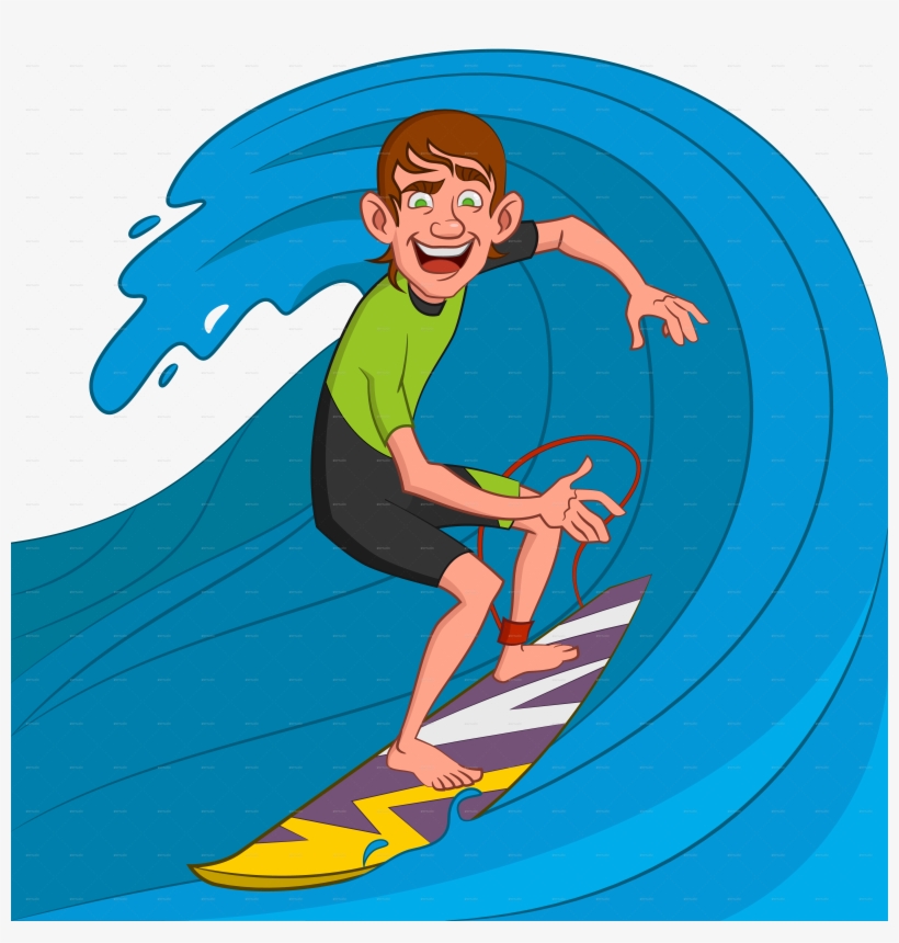 Surfer On Wave Surfer On Wave - Water Surfing Cartoon Png PNG Image ...