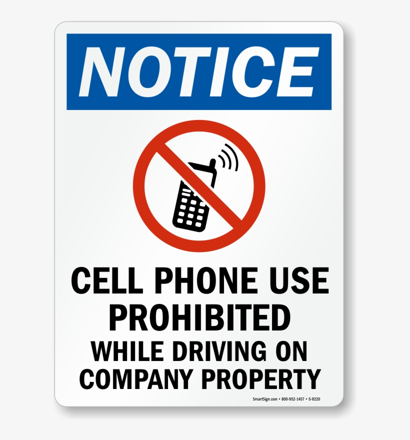 Cell Phone Use Prohibited Sign - Dont Text And Drive Sign PNG Image ...