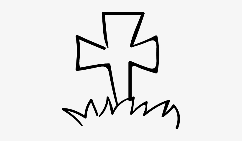 Tomb Cross Outline On Grass Vector - Icon PNG Image | Transparent PNG ...
