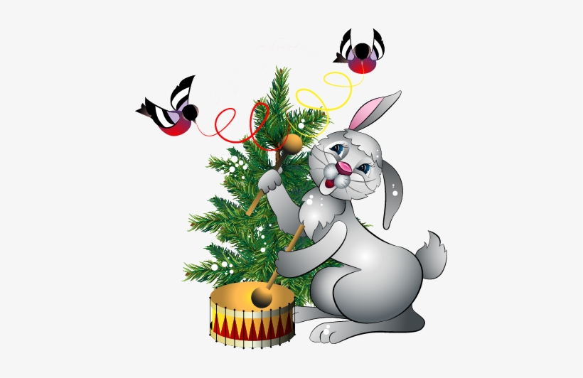 Christmas Bunny With Drum Png Clipart - Christmas Bunny Graphic ...