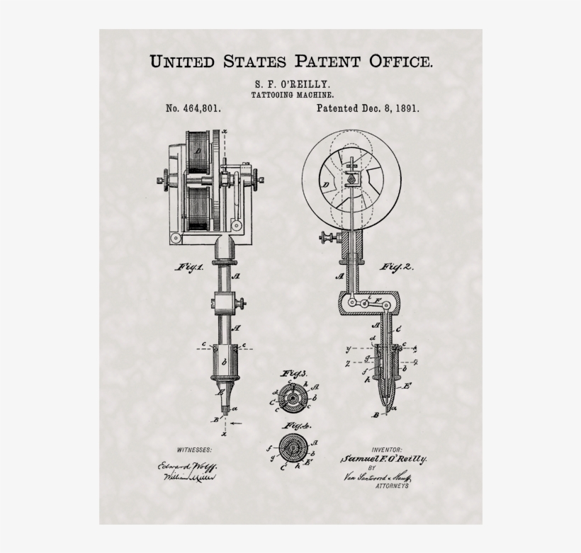 Download Tattoo Pen Patent - Samuel O Reilly Tattoo Gun | Transparent ...