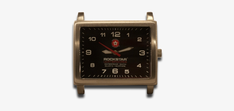 Black Square 42mm Watch Face - Medium Brown Leather Cuff Watch ...