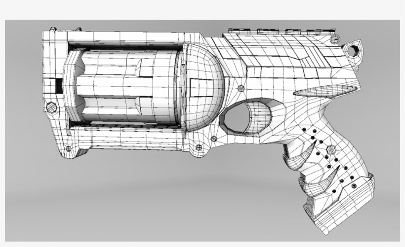 For Portfolio Created In Maya Nerf Gun - Revolver PNG Image ...