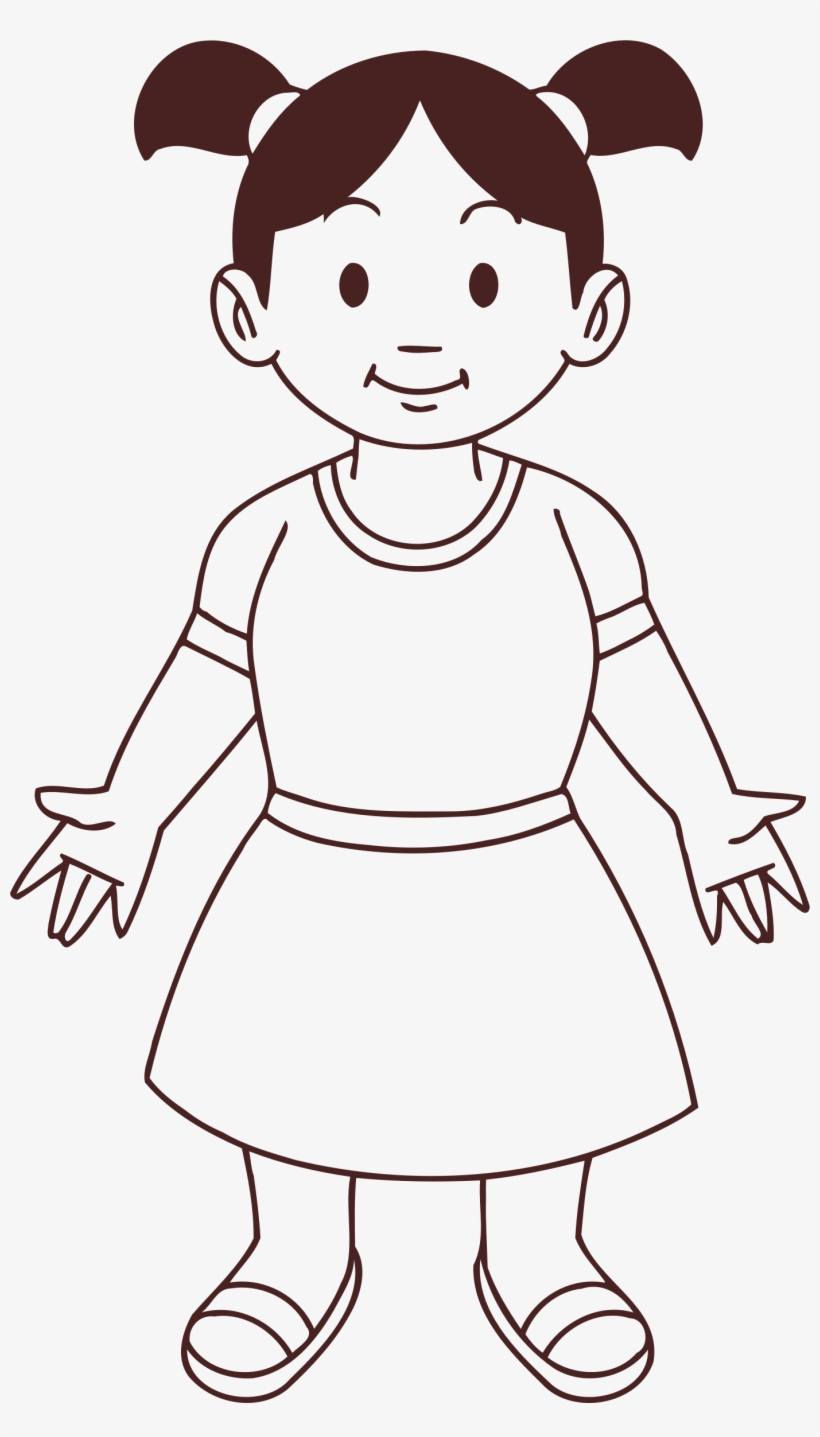 Big Image - Child Girl Line Art PNG Image | Transparent PNG Free ...