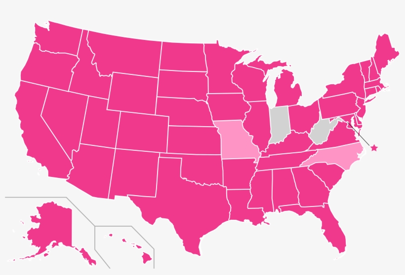 Ron Paul Ballot Access Locator Map, 1988 - Pink United States Map PNG ...