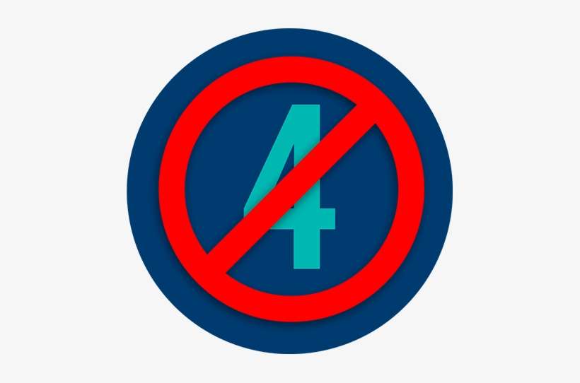 A Number 4 Crossed Out With The International Prohibition Number PNG