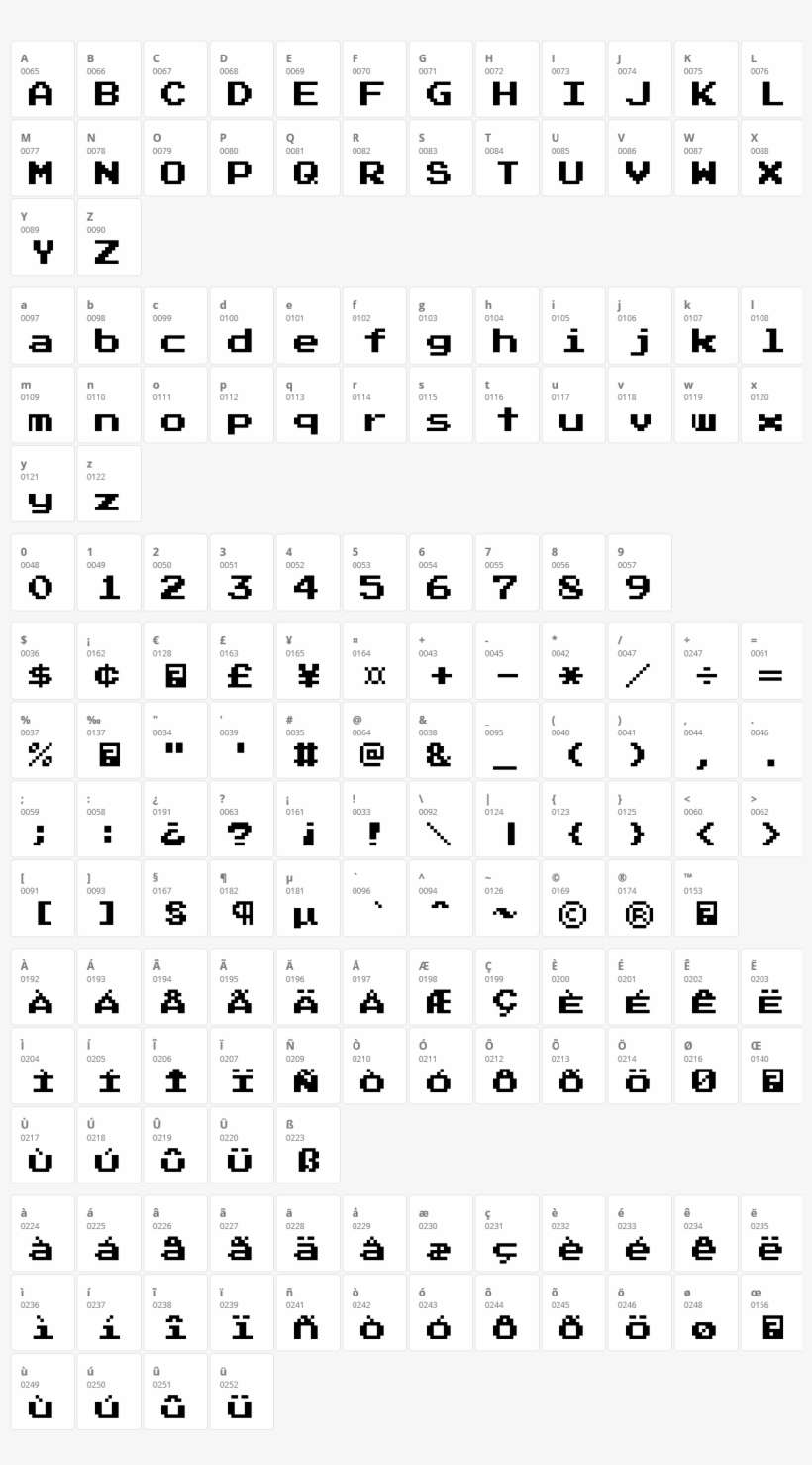 Press Start 2p Character Map - Font PNG Image | Transparent PNG Free ...