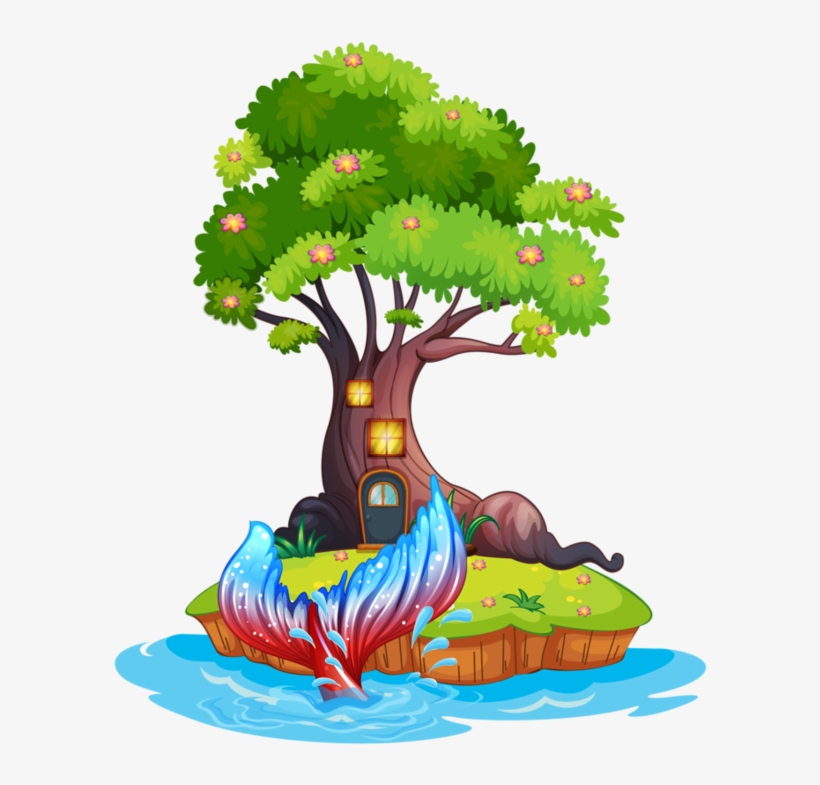 Mermaid Clipart Island - Clip Art Elm Trees PNG Image | Transparent PNG ...