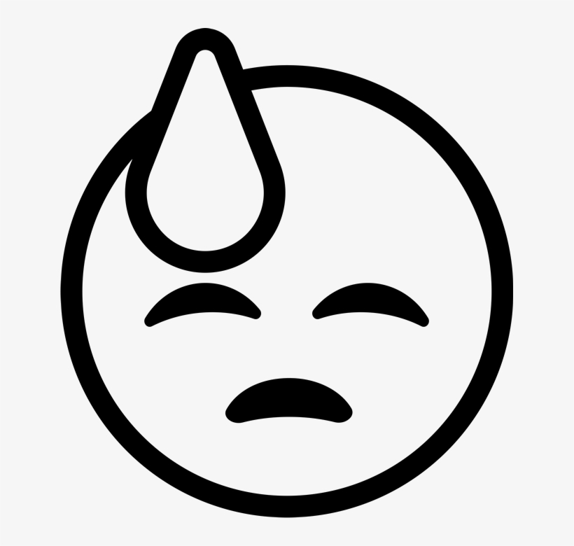 Cold Sweat Emoji Stamp - Sweaty Emoji Black And White PNG Image ...