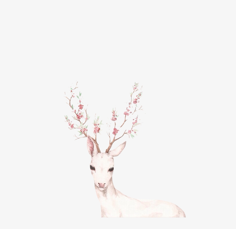Download Watercolor Deer Antlers Png - Deer With Flower Antlers ...