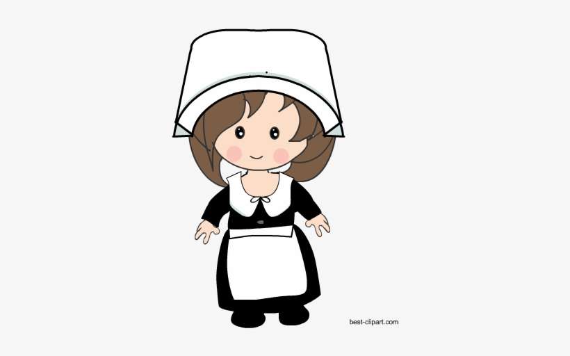 Cute Pilgrim Girl, Free Thanksgiving Clip Art - Transparent Background ...