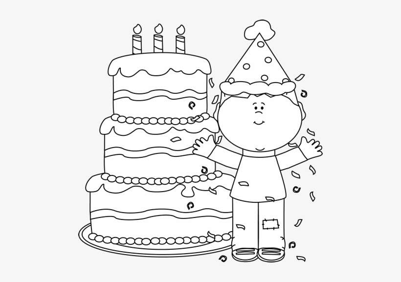 Confetti Clipart Birthday Cake - Black And White Birthday Cake Clip Art ...