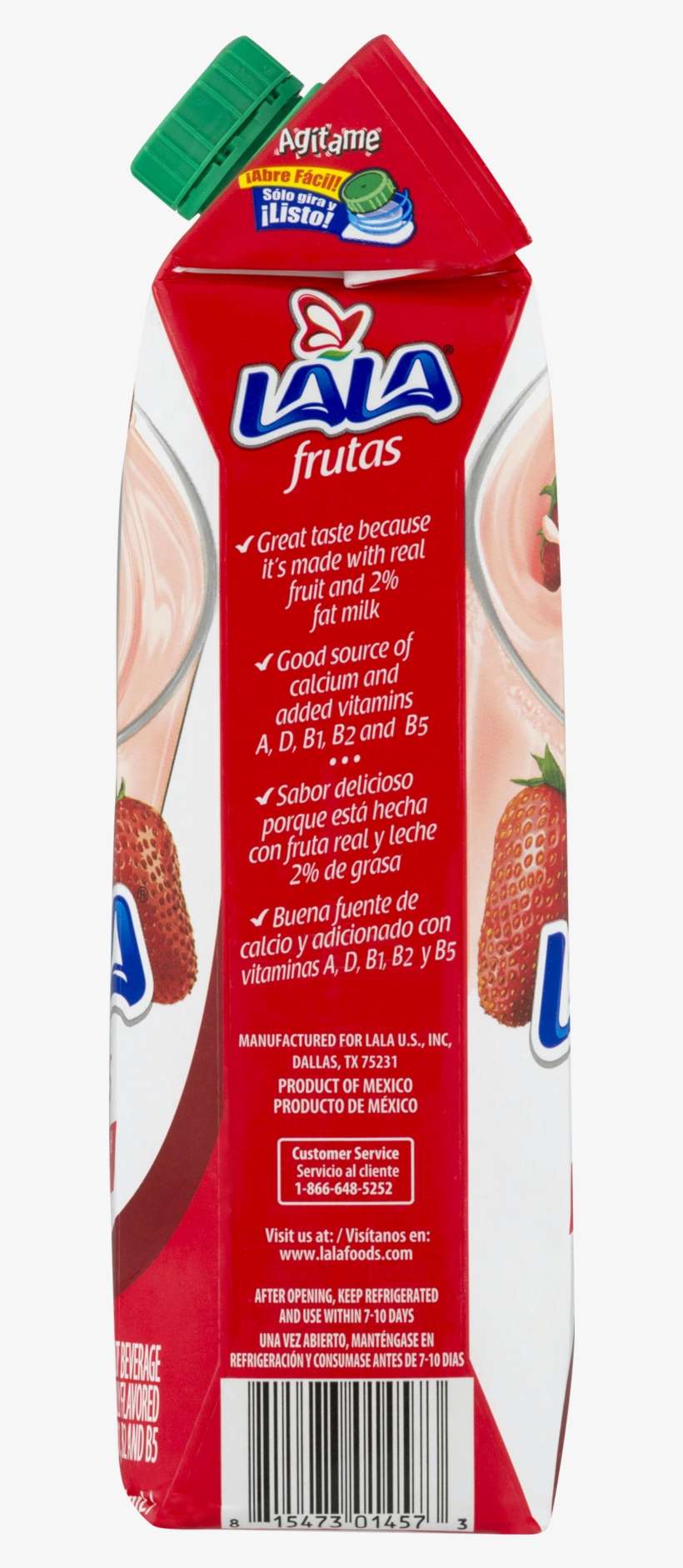 Lala Frutas Strawberry Fruit Drink, 2% Dairy Milk, - Packaging And ...