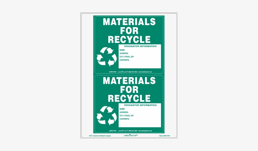 Materials For Recycle Label, Blank, Laser Imprintable - Waste PNG Image ...