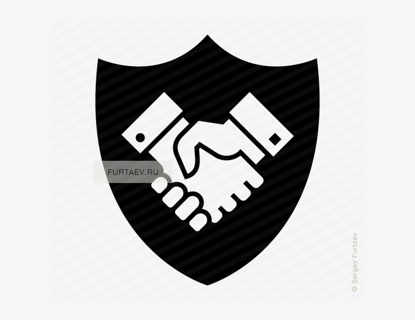 Vector Icon Of Handshaking On Shield - Secure Vector PNG Image ...