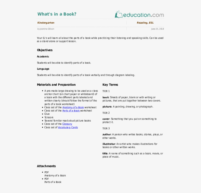 Download What's In A Book - Lesson Plan For Changes Around Us ...