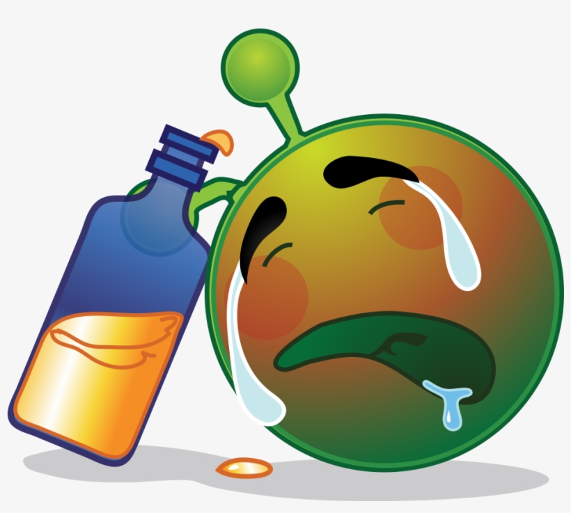 Smiley Green Alien Drunk Sad - Smiley Drunk PNG Image | Transparent PNG ...