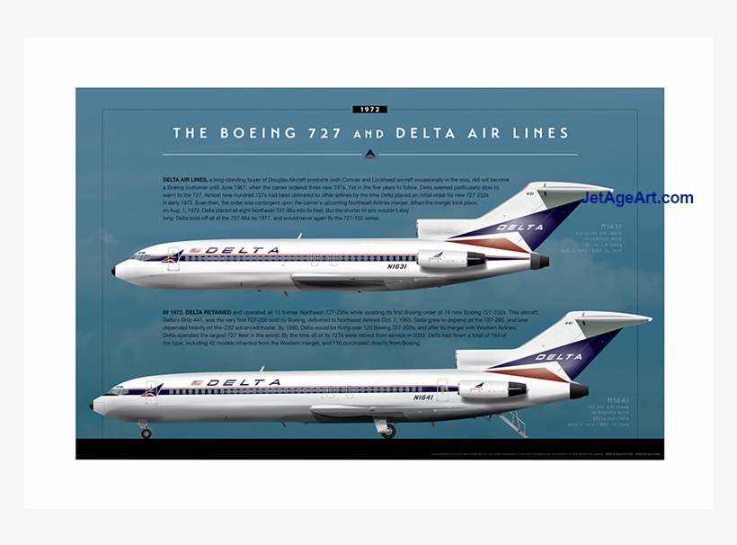 Delta Air Lines Boeing 727 Poster PNG Image | Transparent PNG Free ...
