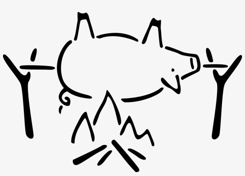 Vector Illustration Of Roast Pork Pig Cooking On Spit - Pork PNG Image ...