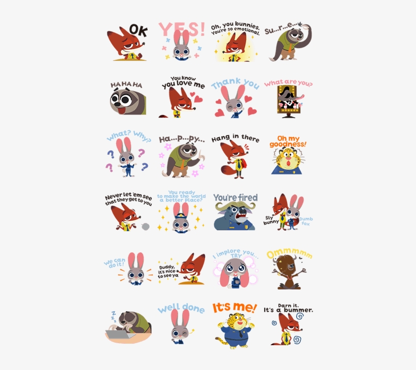 Download Animated Stickers - Zootopia Stickers Disney | Transparent PNG ...