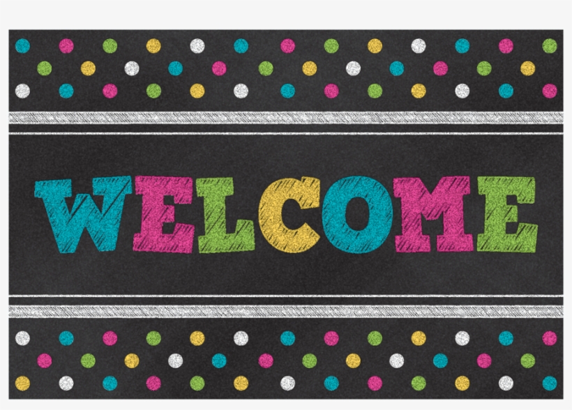 Tcr5838 Chalkboard Brights Welcome Postcards Image - Teacher Desk ...