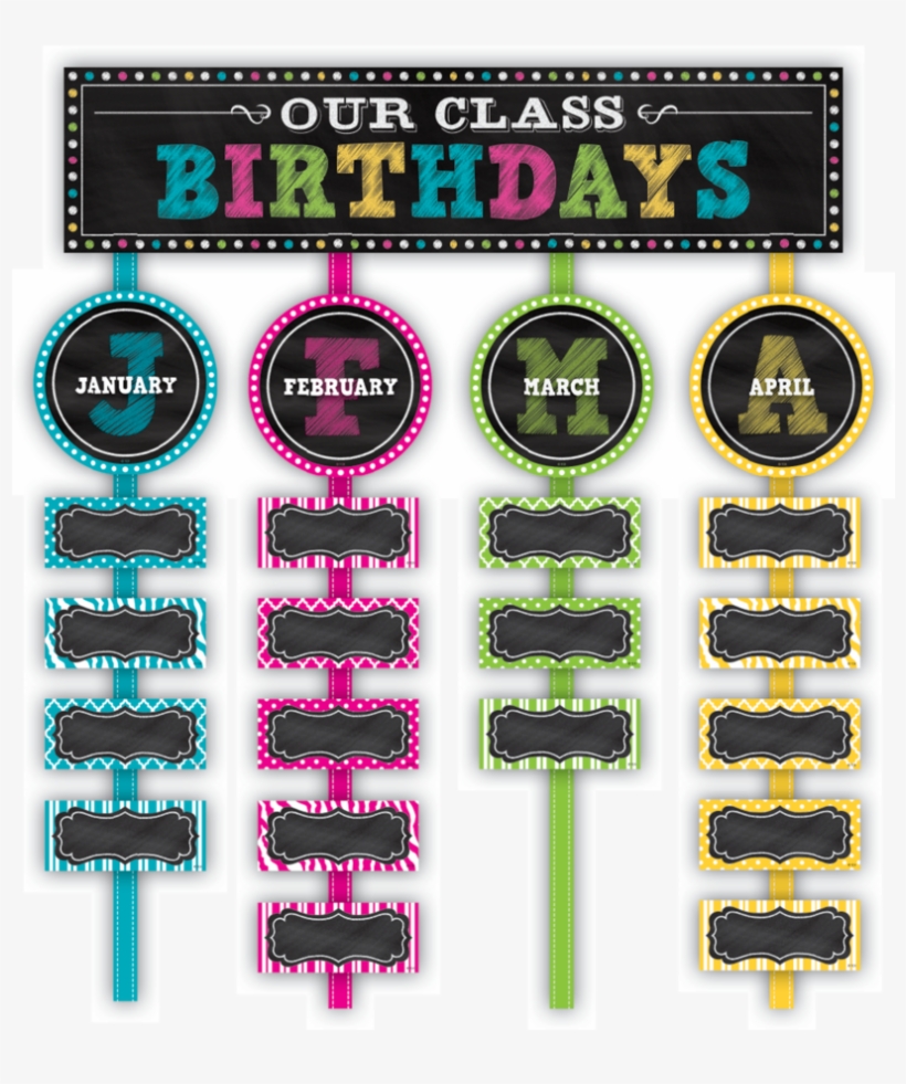 Tcr5506 Chalkboard Brights Our Class Birthdays Mini - Class Birthday ...
