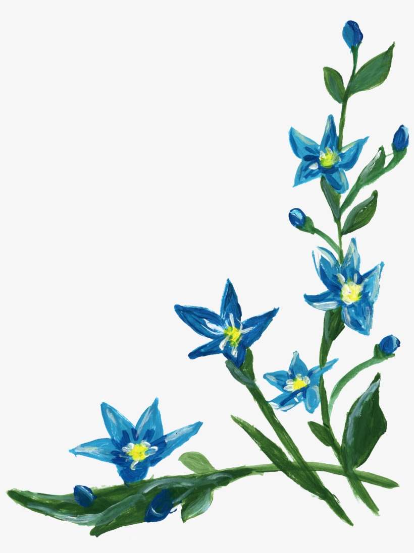 Blue Flower Corner Border Png