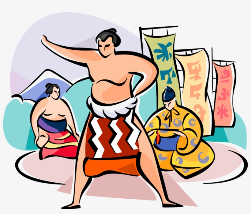 Japanese Sumo Wrestler - Vector Graphics PNG Image | Transparent PNG ...
