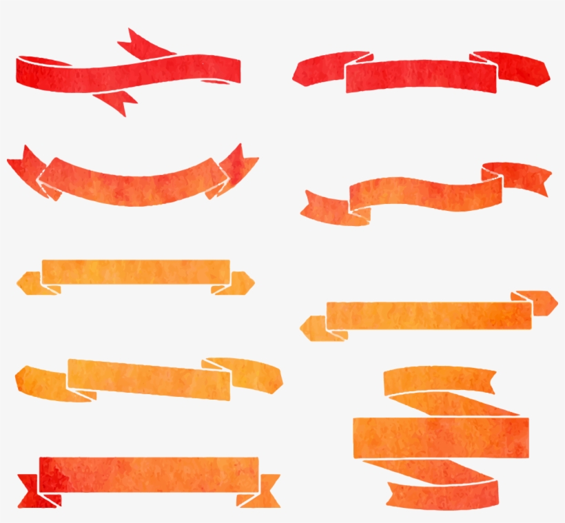 Watercolor Painting - Orange Ribbon Designs Png PNG Image | Transparent ...