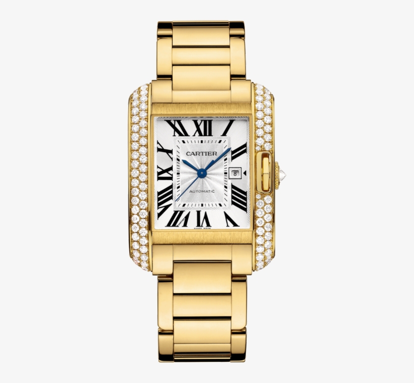 Tank Anglaise Watch Large Model, 18k Yellow Gold, Diamonds - Cartier ...