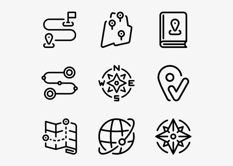 Map, Pins And Navigation - White Icons Png PNG Image | Transparent PNG ...