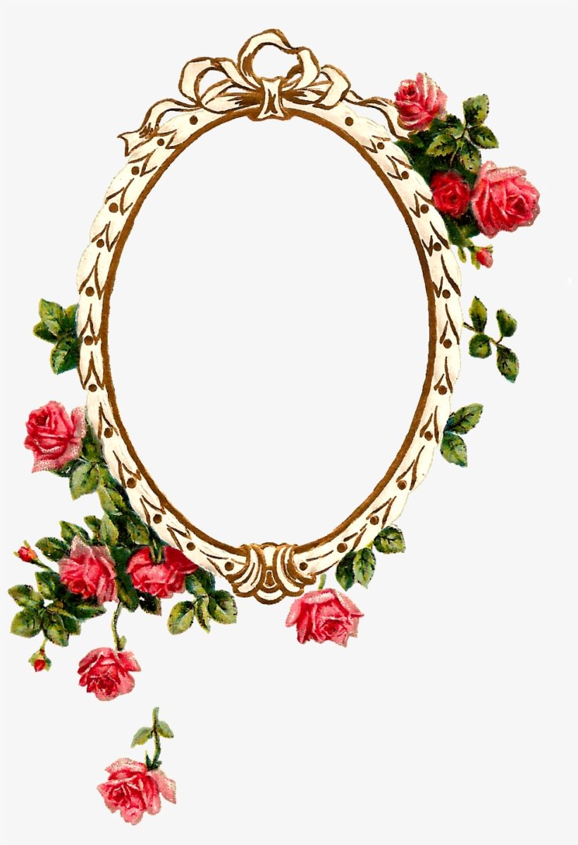Pink Rose Clipart Frame Pencil And In Color - Rose Flower Frames Png ...
