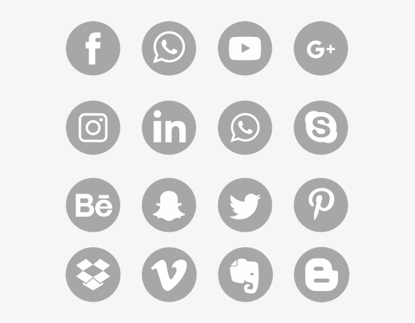 Download Gray Social Media Icons Set Logo Symbol, Social, Media, - Grey ...