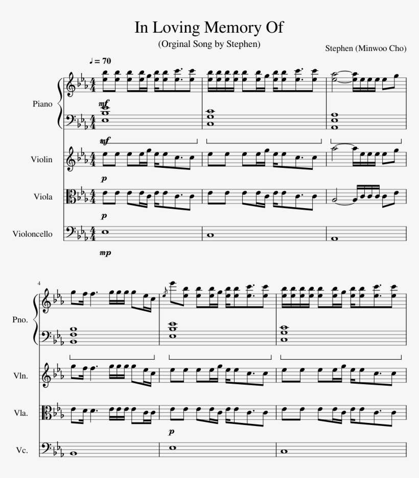 In Loving Memory Of Sheet Music Composed By Stephen - Nota PNG Image ...